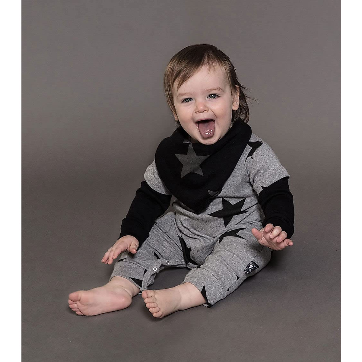 NUNUNU Baby Long Sleeve Playsuit, 100% Cotton, For Infant Boys & Girls, White - Stars, 6-12 Months…