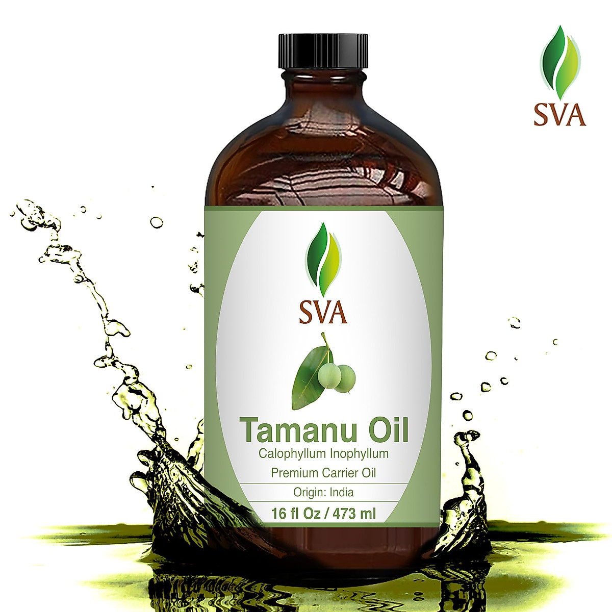 SVA Tamanu Seed Oil - 16 Fl Oz – 100% Natural Cold Pressed Tamanu Oil - for Face, Skin Care, Hair Care, Scalp Massage & Body Massage – Carrier Oil