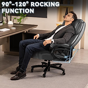 OFIKA Big and Tall Office-Chair 500lbs - Adjustable Lumbar Support, Office Chair for Heavy People, Heavy Duty High Back Executive Desk Chair with Wide Seat and Quiet Rubber Wheels, Large Office Chair