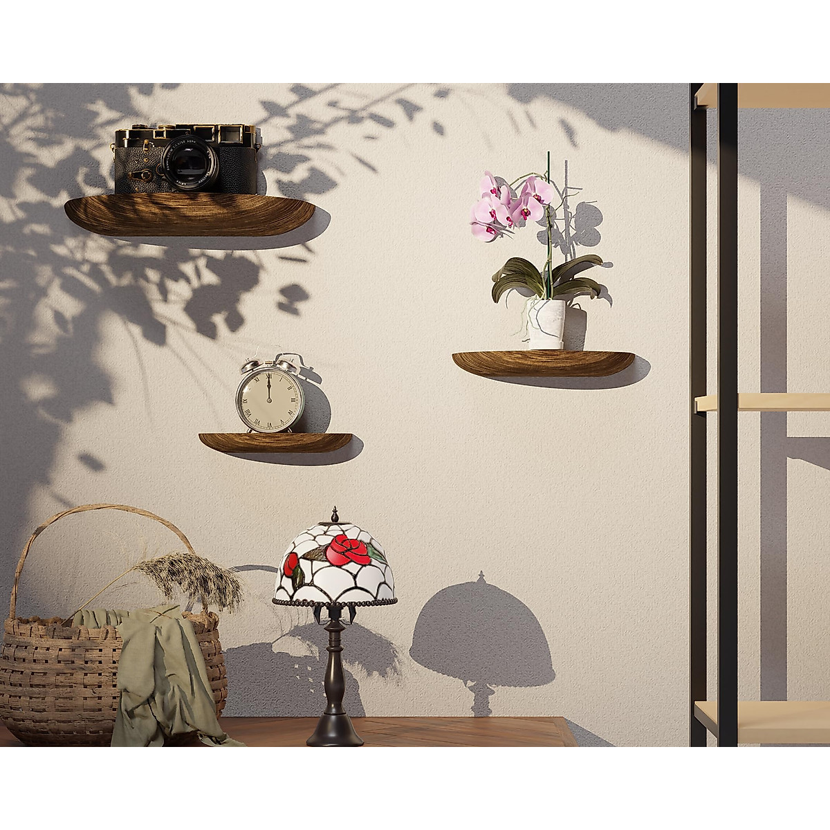 QsQueen Solid Wood Half Round Floating Wall Shelves | Elegant Floating Shelves, Elevate Your Space. Perfect for Living Rooms, Bathrooms, Bedrooms, Offices, Children's Rooms