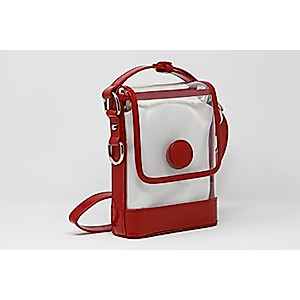 Clear Small Satchel Red Holographic Leather Trim with Removable Interchangeable Liner