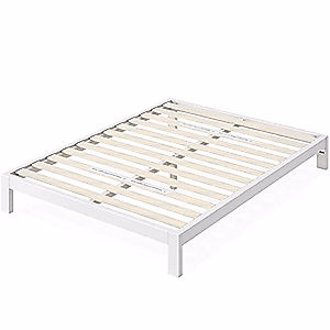 ZINUS Arnav Metal Platform Bed Frame, Wood Slat Support, No Box Spring Needed, Easy Assembly, White, Queen