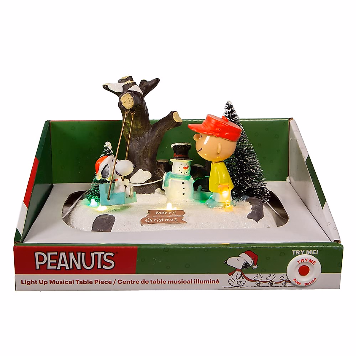 Joy to the World Collectibles Peanuts Battery-Operated Lighted Snoopy Swing Musical Tablepiece Nativity, 10-Inches, Multicolor