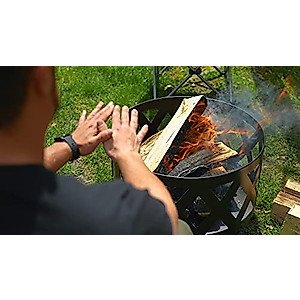 OXG Diamond Design Round Fire Pit - Black 23" Diameter 11 Gauge Steel USA Made No Assembly