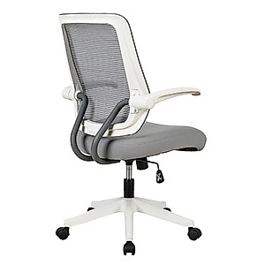 Home Office Desk Chair with Flip Up Armrest, Lumbar Support, Soft Sponge Seat, Breathable Mesh Mid Back Computer Chair, Swivel Task Chair, 300LBS Weight Capacity, Grey