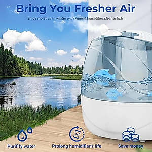 Funmit 6 Pack Universal Humidifier Cleaner Fish Compatible with Almost All Humidifiers and Fish Tanks, Purifies Water, Prevents Hard Water Build-Up, Reduces Scale, Blue