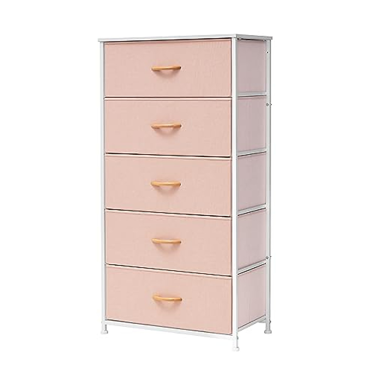 JOINHOM Dresser Storage Tower with Drawers, Fabric Tall Dresser Drawer for Bedroom, Office, Entryway, Living Room and Closet- Sturdy Steel Frame, Easy Pull Bins & Wooden Top