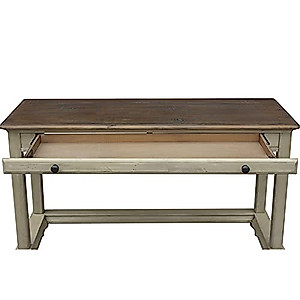 BOWERY HILL Wood Computer Desk in Cream Puff/Walnut Brown Finish
