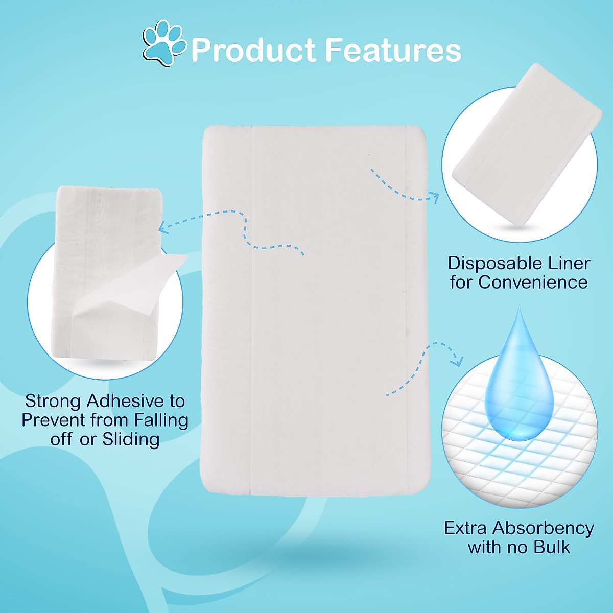 Cloverooke 100ct Extra Small Dog Diaper Liners, Disposable Absorbent Hygiene Pad for Female Heat, Booster Pad for Urinary Incontinence, Male Wrap Inserts.