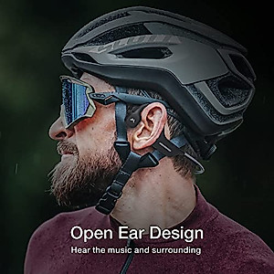 MOING Wireless Bone Conduction Headphones, Open Ear Sports Bluetooth Headset with Reflective Strips, Built-in Mic and IP56 Waterproof Certified for Workouts, Night Running, Cycling, Black (DG08)