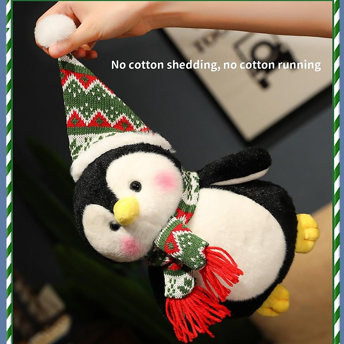 Cute Plush Penguin Stuffed Animal with Hat and Scarf, Penguins Plush Toys,Christmas Penguin Plush Soft Body Pillow Plushies,Room Decor, Gift for Girls and Boy Halloween, Birthdays (Red, 9.8 in)