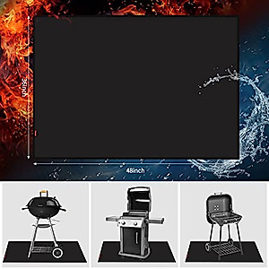 TONAHUTU Large Under Grill Mat, 36 x 48 Inches Absorbent Oil Pad Premium Grill Mat for Deck Patio Protective Mats Indoor Fireplace Mat Prevents Ember Damage Wood Floor, Black