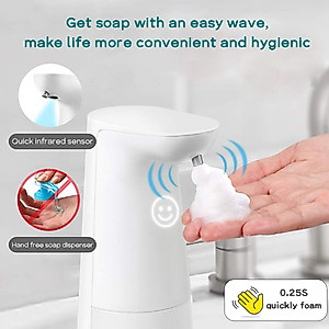 LAOPAO Soap Dispenser, Automatic Foaming Soap Dispenser Hand Free Countertop Soap Dspensers 240ml Touchless Soap Pump for Kitchen & Bathroom Xmas Gift White