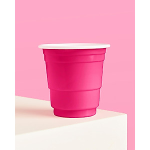 xo, Fetti Party Decorations Hot Pink Plastic Shot Glasses - 50 Disposable 2 oz Cups | Bachelorette Party Cups, Birthday Party Decorations, Party Favors, Pink Baby Shower Supplies, Cute Plastic Cups