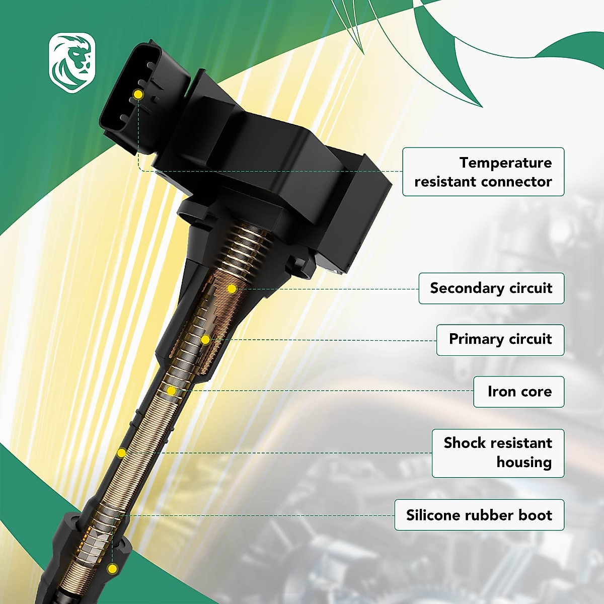 YHTAUTO Set of 4 Ignition Coil Packs Replacement for Audi A3 2006-2013, A4 2005-2016, A5 2010-2014, Q5 RS5 TT Quattro, Volkswagen Beetle Golf Jetta, Passat Eos GTI, Replace C1627