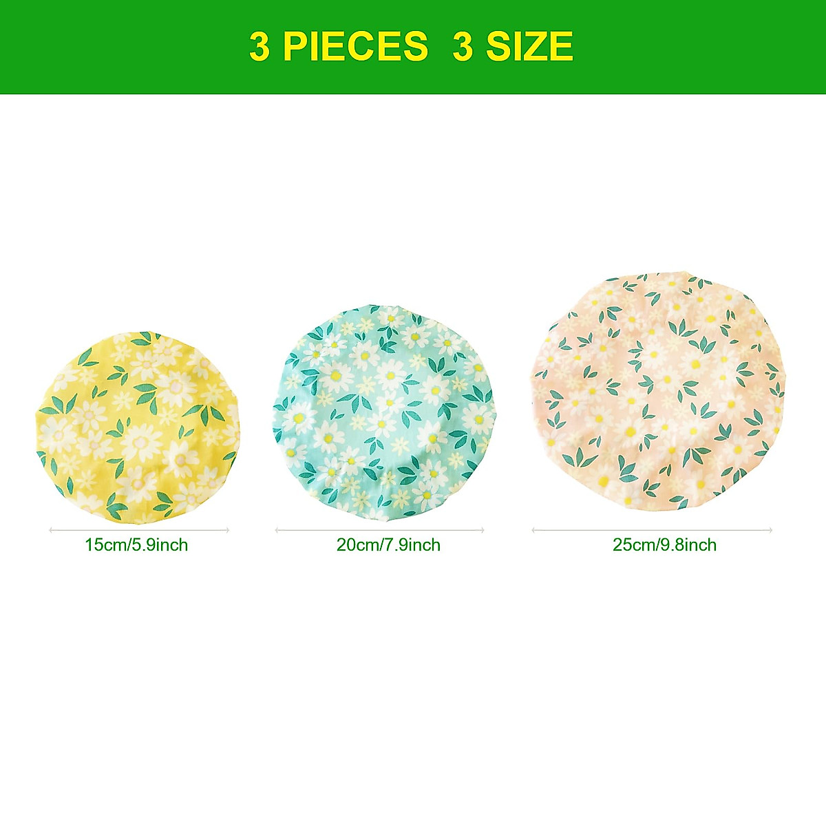 Reusable Beeswax Bowl Covers - Food Cover Stretch Edging, Stretchable Beewax Wrap, Elastic Storage Wraps for Storage Containers，set of 3