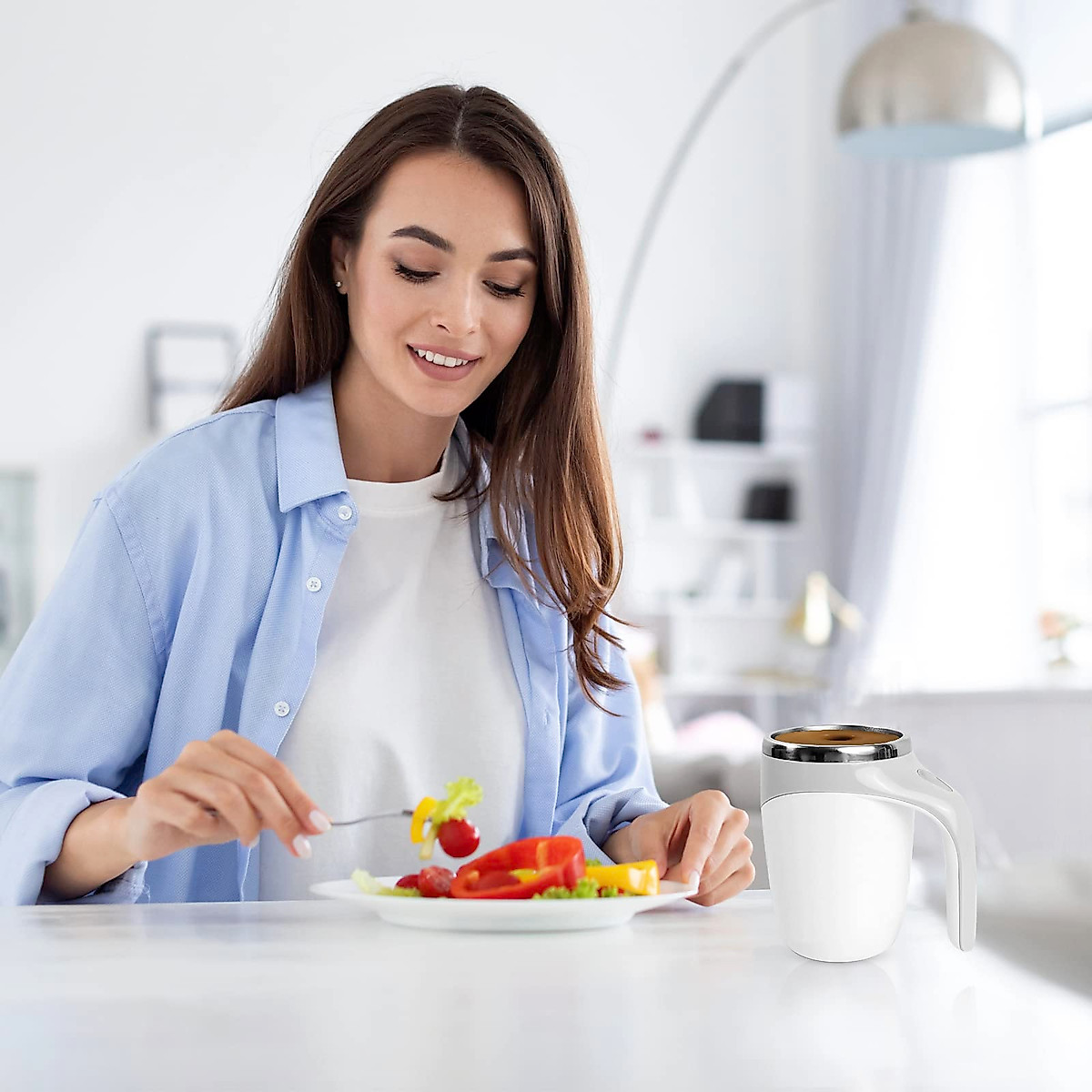 Automatic Magnetic Stirring Coffee Mug, Rotating Home Office Travel Mixing Cup，Funny Electric Stainless Steel Self Mixing Coffee Tumbler, Suitable for Coffee, Milk, Cocoa and Other Beverages……