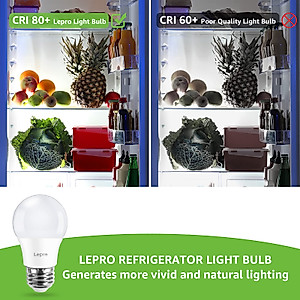 Lepro LED Refrigerator Light Bulb - 40W Equivalent Waterproof Appliance Bulb Replacement for Frigidaire, 5000K Daylight Non-Dimmable Freezer Bulbs with 450 Lumen, 120V 5W A15 E26 Medium Base, 2 Pack