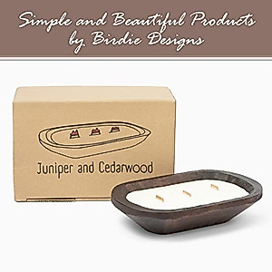 Wick Wooden Dough Bowl Gift Boxed Candle | Beautifully Packaged | High Fragrance Load | Long Burn Times (Juniper and Cedar Wood, Small)