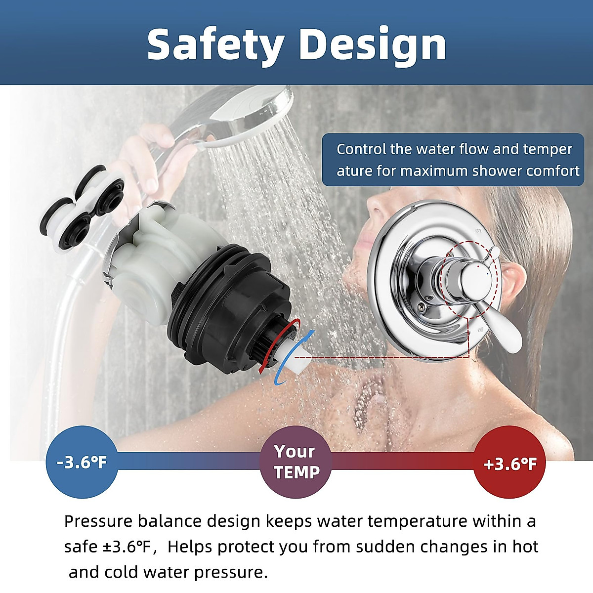 RP46463 Delta Cartridge for Delta Monitor 17 Series (2006-Present), Delta RP46463 Cartridge Replacement, RP46463 Delta Shower Cartridge Fits for Delta Dual Function Bath Tub and Shower Faucet Valve