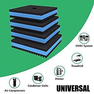 Forestchill Anti Vibration Pads, 4" × 4" × 7/8" Heavy Duty Ribbed Rubber Anti Vibration Isolation Pads with EVA Center Layer for Air Compressor, Air Conditioner Unit, HVAC, Treadmill