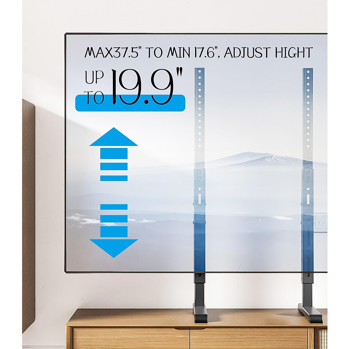 Universal TV Stand, Table Top TV Stand Base Replacement for Most 37 to 86 Inch LCD LED TVs, 7 Height Adjustable TV Legs with Cable Management Hold up to 150lbs, Max VESA 800x600mm, Black AX10TB01