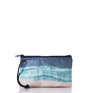 Sea Bags Recycled Sail Cloth Shoreline Tie Dye Wristlet Zip Top Wristlet Clutch Zippered Wallet with Strap