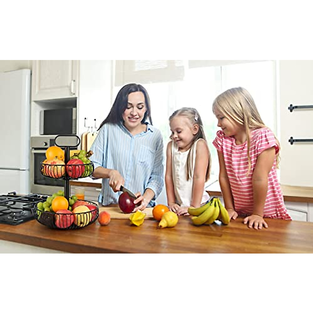 TARNABY Fruit Basket for Kitchen,Fruit Bowl for Kitchen Counter, Large Capacity Metal Vegetable Basket Bowls, Countertop Fruits Baskets Bowl Stand Detachable Fruit Holder Basket Storage