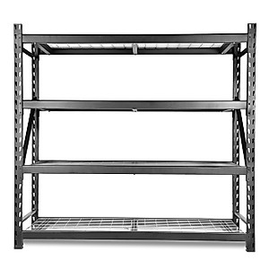 WEN Four-Tier Industrial Steel Storage Rack with Adjustable Shelving and 8000-Pound Capacity (RK7724-4)