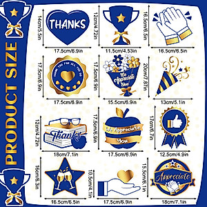 VitalCozy 39 Pcs We Appreciate You Banner Decorations Thank You Banner Hanging Swirls and Banners Blue Gold Employee Appreciation Decorations for Staff Teacher Retirement Doctor Nurse Photo Backdrop