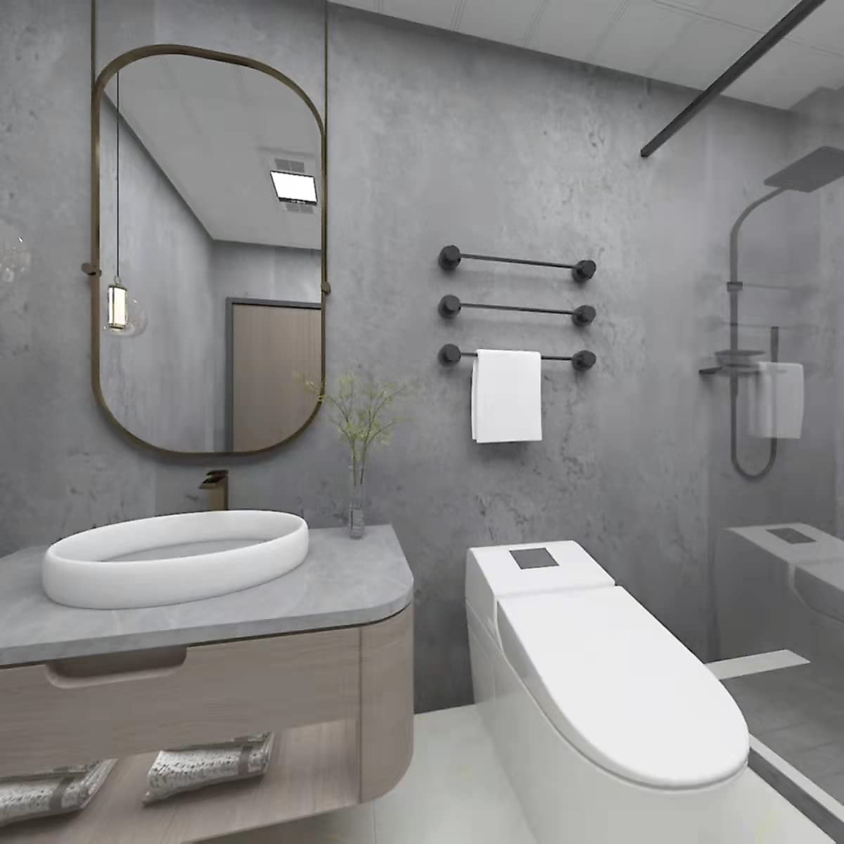 3yecao 24"×354" Wide Thick Dark Grey Black Concrete Wallpaper Peel and Stick 3D Faux Darker Gray Concrete Cement Contact Paper Stained Vinyl Wrap Matte Wall Sticker for Walls Bedroom Basement Bathroom