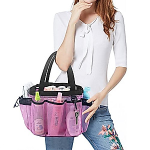 Moyad Large Mesh Shower Caddy Tote Large Tote Bag Beach Bag Hanging Travel Shower Caddy Portable Cleaning Caddy Shower Organizer Camping Accessories College Dorm Room Essentials for Girls Women, Pink