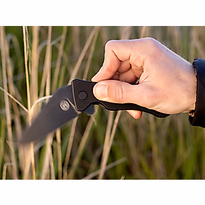 Off-Grid Knives - Rhino V2 with 154CM Steel, Textured G10, Tumbled Black Finish, Large Folding EDC Knife, Ceramic Ball Bearings, HRC 61, Deep Pocket Carry (Blackout)