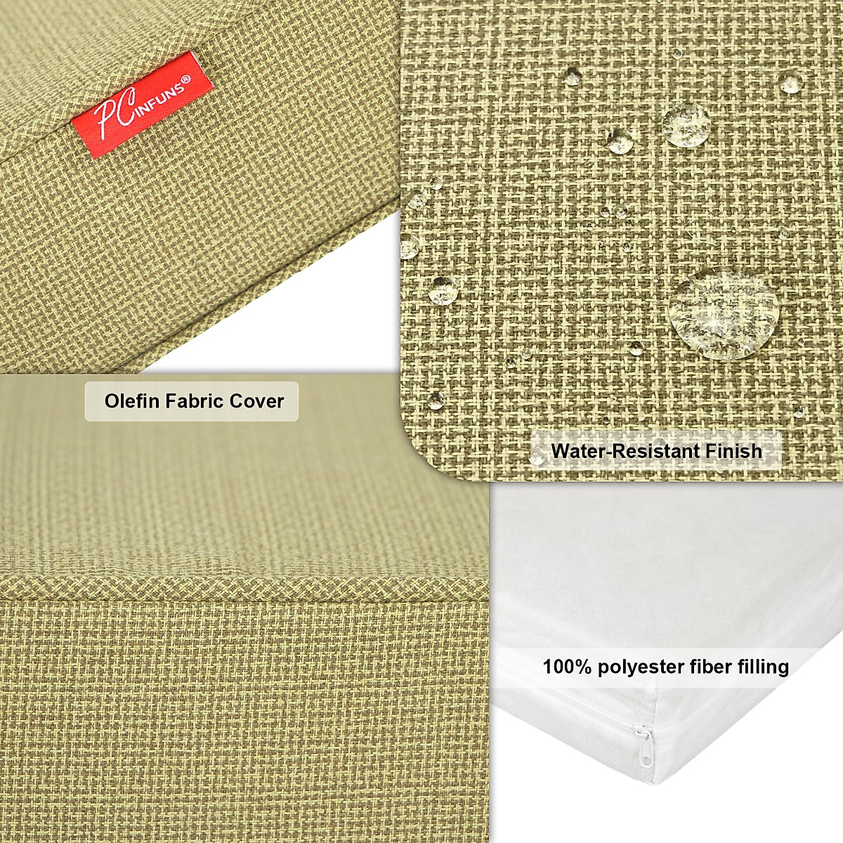 Pcinfuns Outdoor Chair Cushions,19 x 19 x 3 Inch Seat Cushions for Patio Furniture,Square Corner Patio Chair Cushion with Adjustable Straps,2 Pack,Ginger Yellow