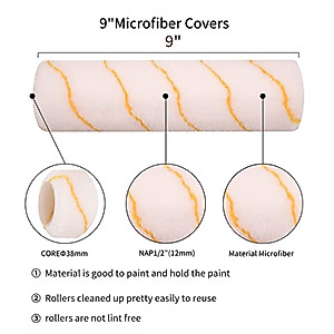 VOOMEY 17 Piece Paint Roller Kit - Paint Rollers 9"4", Paint Roller Frame，Paint Trays, Microfiber Roller Cover, Paint Kit for House Painting,Paint Brushes for Painting Walls