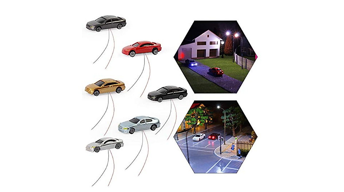 N Scale Lighted Model Cars - 12pcs Evemodel for Dioramas & Trains