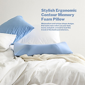 SLEEPY TOAST Neck Pillow for Sleeping fits Shoulder Perfectly, Side Sleeper Pillow with Armrest Area, Memory Foam Pillows for Neck and Shoulder Pain Relief, Cooling Pillow Cases (Blue)