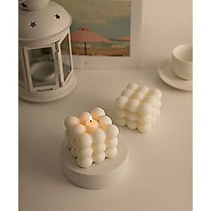 2 Pcs Bubble Candle Soy Wax Cube Candles-Scented Candle Gift Set for Home Decor, White