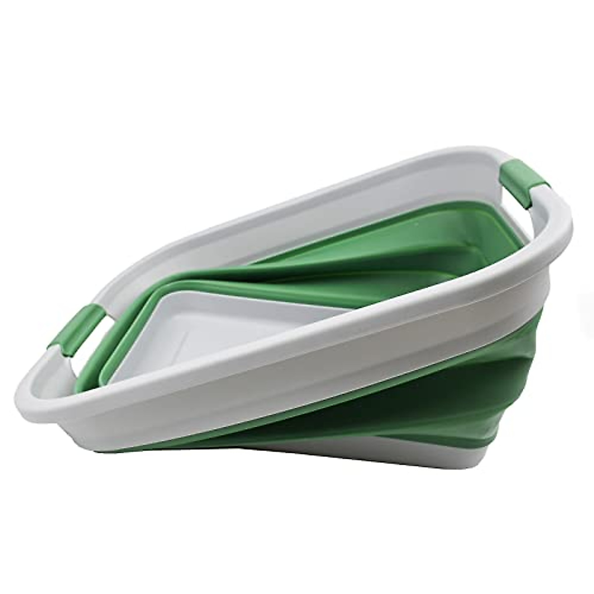 SAMMART 36L (9.5 gallon) Collapsible Plastic Laundry Basket-Foldable Pop Up Storage Container/Organizer-Space Saving Hamper, Water capacity: 28L(7.4 gallon) (1, Grey/Dark Sea Green)