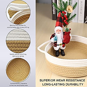 Lovelyduo Woven Storage Baskets 5-Piece, Natural Cotton Rope Basket for Baby Nursery Basket, Cat Dog Toys Basket, Bathroom Organizing Baskets, Empty Decorative Gift Basket Round White Brown