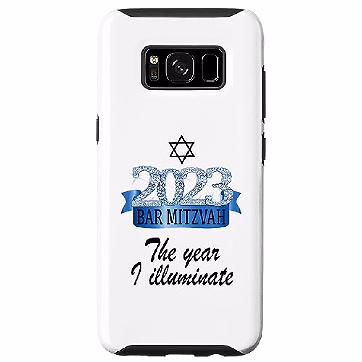 Galaxy S8 2023 Bar Mitzvah Quote Festive White Blue Decor Case