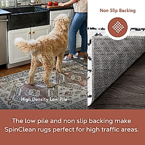 nuLOOM Francesca Machine Washable Contemporary Moon Ultra Thin Area Rug, 6' x 9', Grey