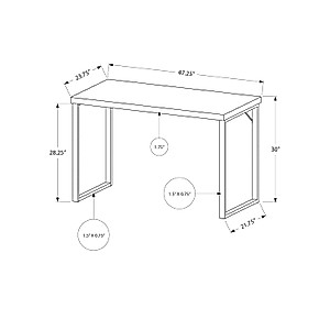 Monarch Specialties 7155 Computer Desk, Home Office, Laptop, 48" L, Work, Metal, Laminate, Brown, Grey, Contemporary, Modern Desk-48 Taupe Silver, 47.25" L x 23.75" W x 30" H, Dark Taupe & Silver