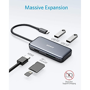 Anker USB C Hub, 5-in-1 USB C Adapter, with 4K USB C to HDMI, SD and microSD Card Reader, 2 USB 3.0 Ports, for MacBook Pro 2019/2018/2017, iPad Pro 2019/2018, Pixelbook, XPS, and More