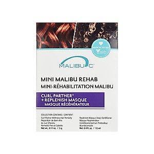 Malibu C Mini Malibu Rehab Curl Partner - Contains 2 Hair Remedy Packets - Hair Care for Natural Curls, Textured Hair, and Perms - Restores Shine + Bounce to Curly Hair