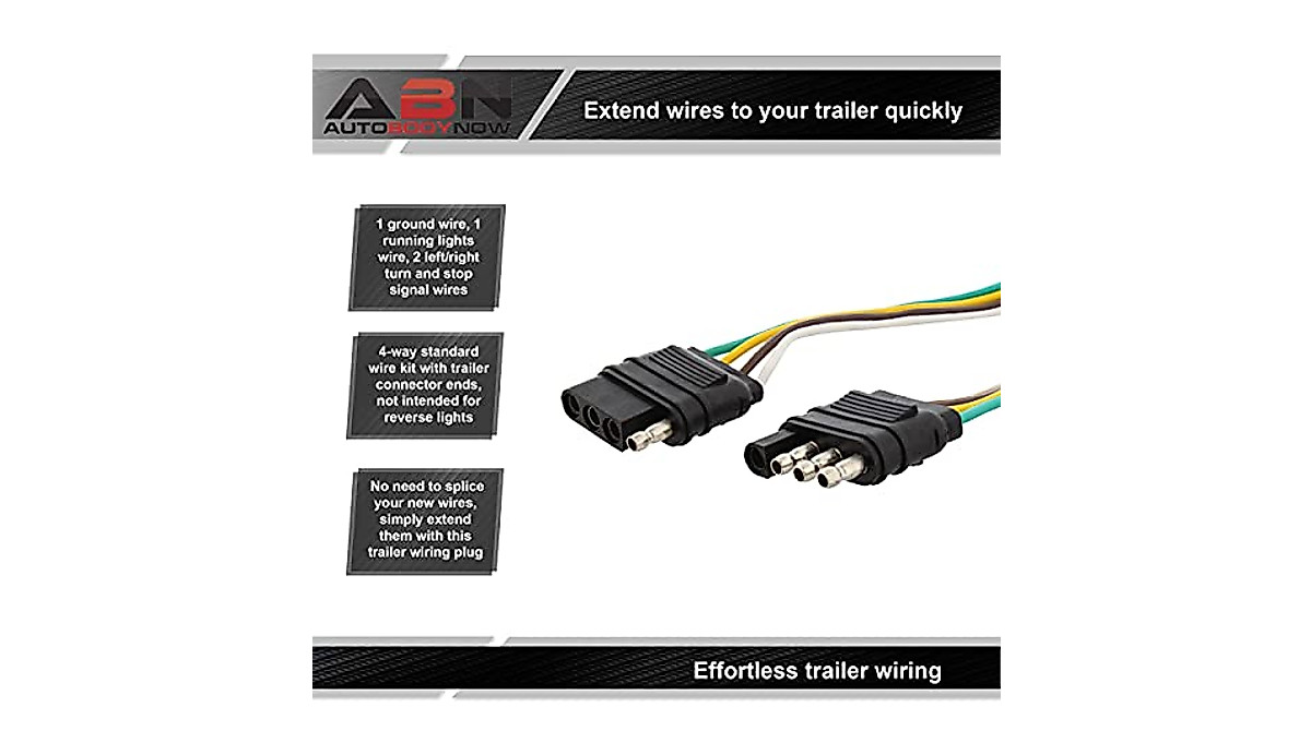 ABN Trailer Wire Extension 1ft | Durable 4-Way Trailer Wiring Harness