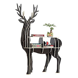 ROLTIN Storage Shelf DVD Bookcase Storage Rack Bookshelf Animal Shelf Male Deer Shape Flower Stand Model Room Coffee Table Clothing Store Landing Decoration (Size : 108 * 52 * 1