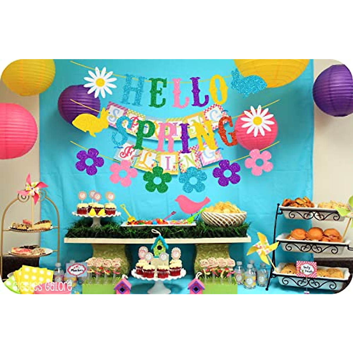 Hello Spring Banner, Spring Banner Garland, Spring Decorations for the Home, Spring Easter Theme Party Decorations, Spring Flower Banner Garland, Indoor Outdoor Mantel Fireplace Hanging Decor