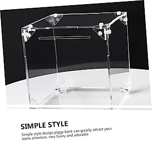 JOEBO Acrylic Piggy Bank Tabletop Coin Container Tabletop Saving Bank Money Supply Cash Saving jar Transparent Bank Daily use Saving Pot Compact Bank Cylinder Household Products 15c