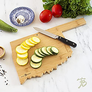 Totally Bamboo Destination Oklahoma State Shaped Serving and Cutting Board, Includes Hang Tie for Wall Display